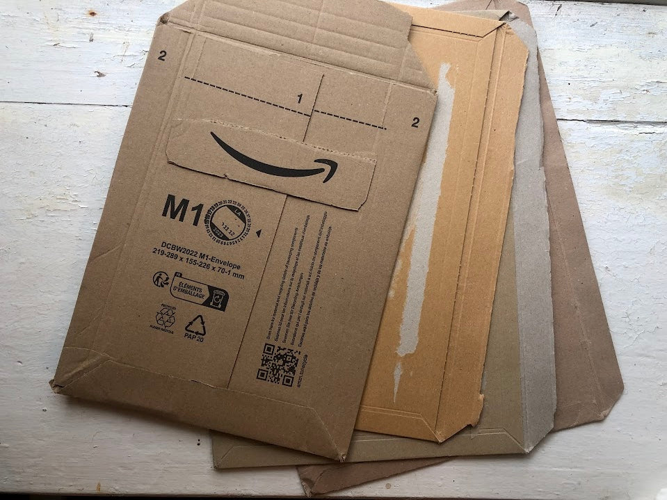 Reusing cardboard envelopes | Sustainable trading with Seaside Squirrel